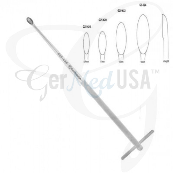 Bone Curette Straight Double Handed Knurled T-Handle