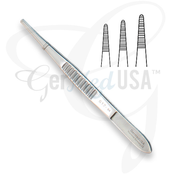 Delicate Dressing Forceps Fluted Handle | GerMedUSA Inc