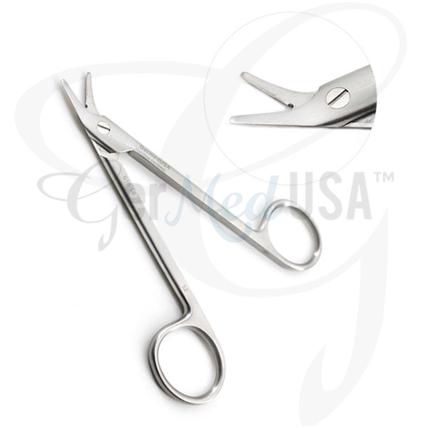 Wire Cutting Scissors 4 3/4" Angled One Serrated Blade