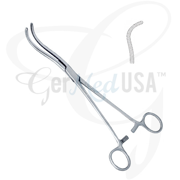 Mayo (Guyon) Vessel Clamp Double Curved Jaws Serrated 9 1/4"