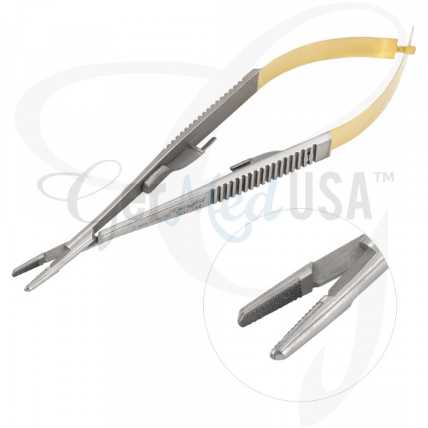 Castroviejo Olsen Needle Holder Serrated 14cm Straight with Scissors ...