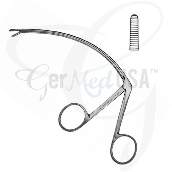 Carroll Tendon Pulling Forceps 5" Curved Shaft Serrated Jaws