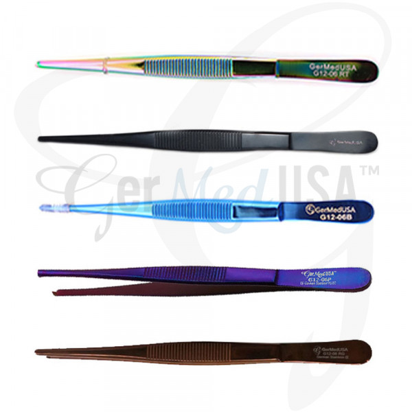 Tissue Forceps 5" 1x2 Teeth Color Coated | GerMedUSA Inc