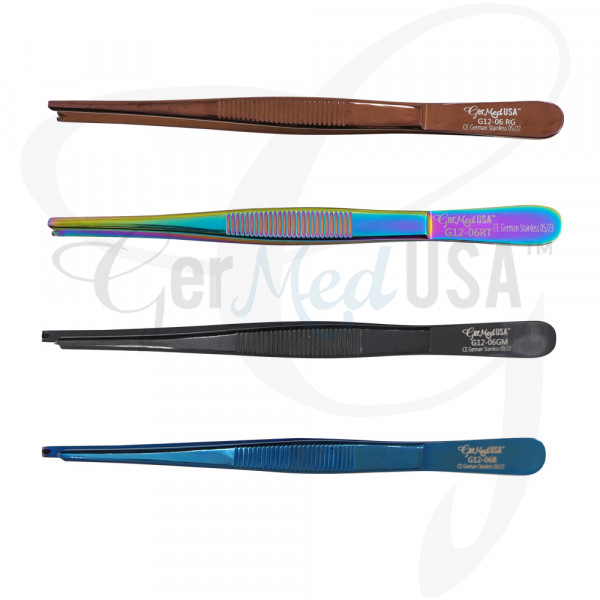 Tissue Forceps 5" 1x2 Teeth Color Coated | GerMedUSA Inc